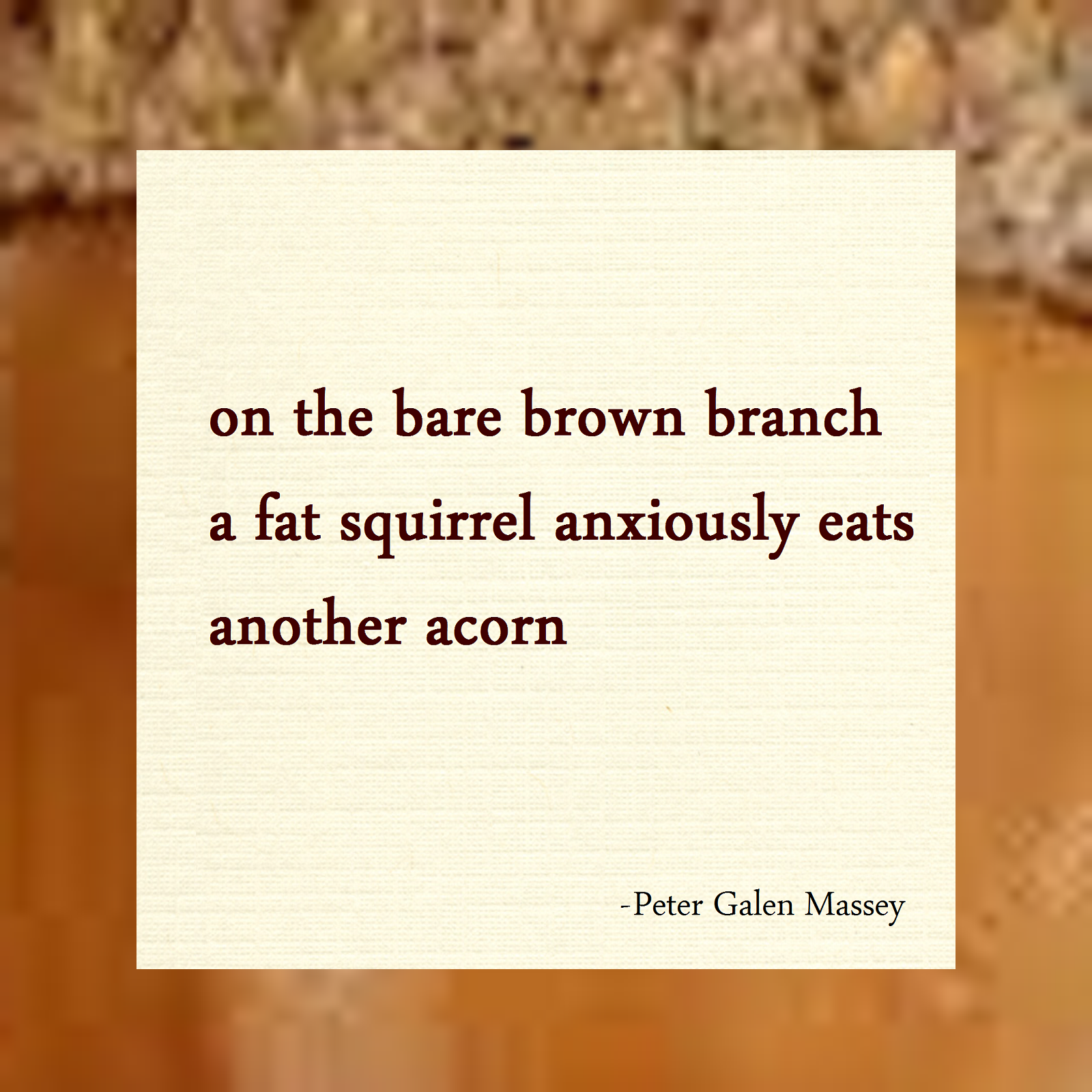 Haiku Poem | “on the bare brown branch” | Peter Galen Massey